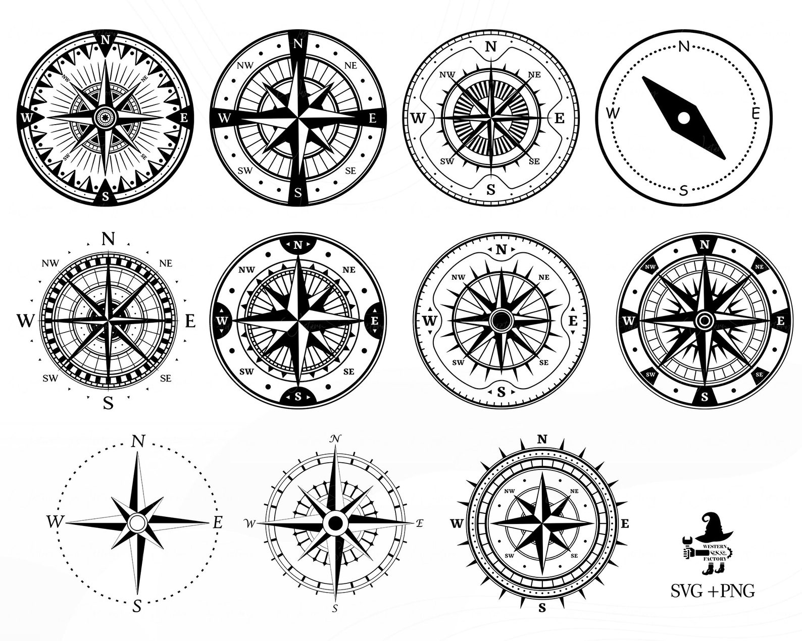 Compass SVG, Nautical Compass Svg, Compass Clipart, Compass Tattoo ...