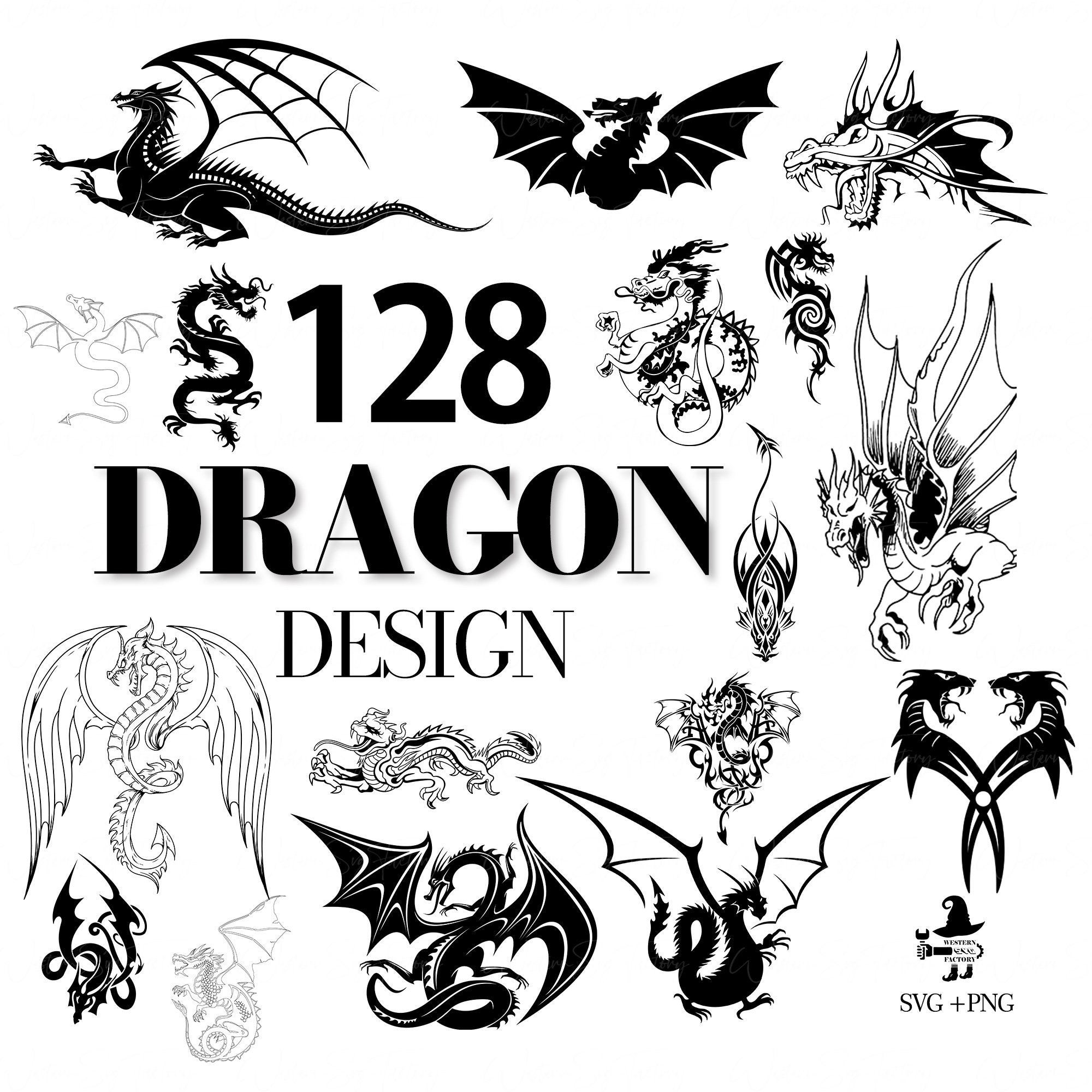 Dragon Design, Dragon Svg, Dragon Silhouette, Dragon Tattoo, Tribal ...