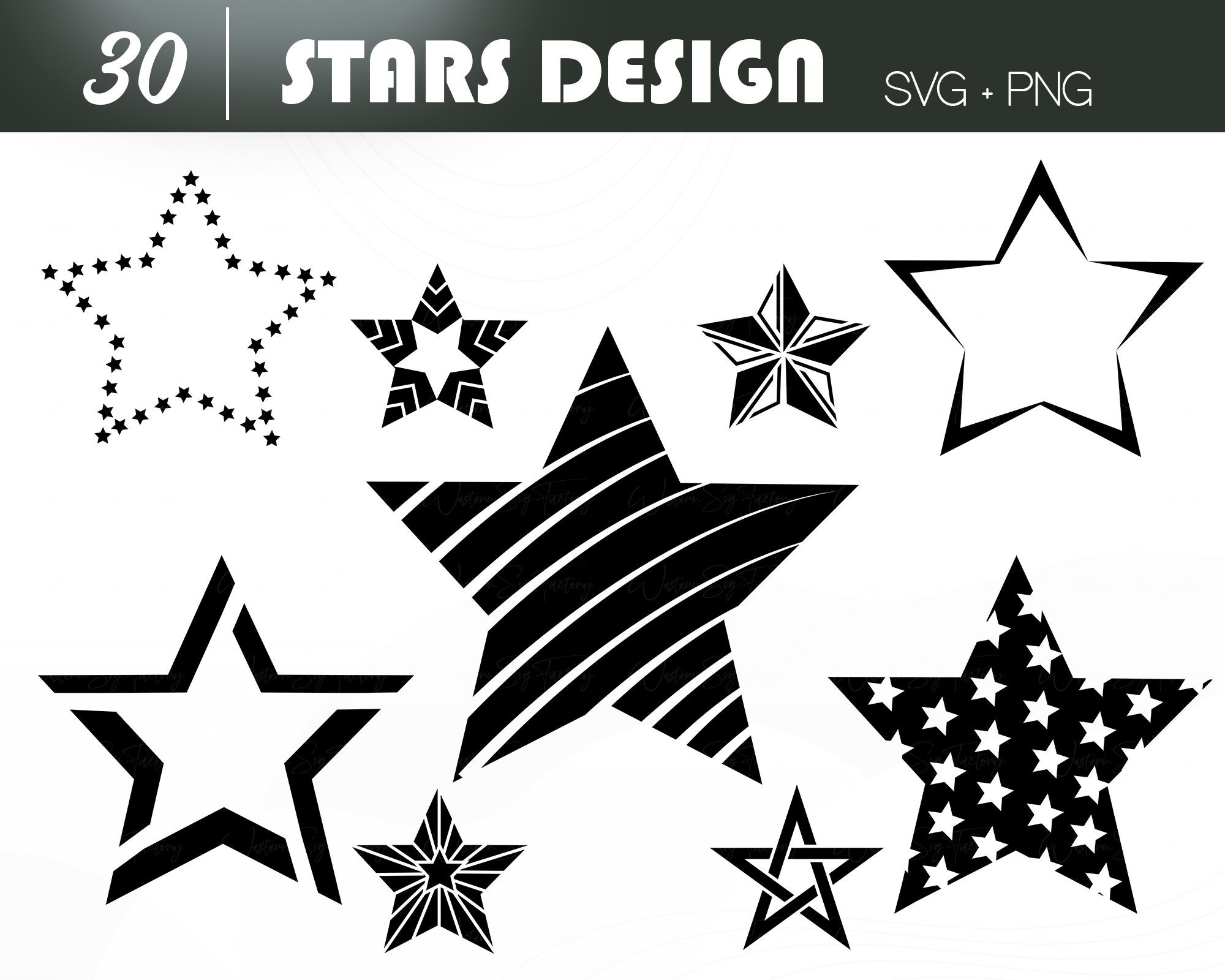 Stars Design SVG - 30 Stars SVG, Stars Silhouette, Stars Svg, Sparkle ...