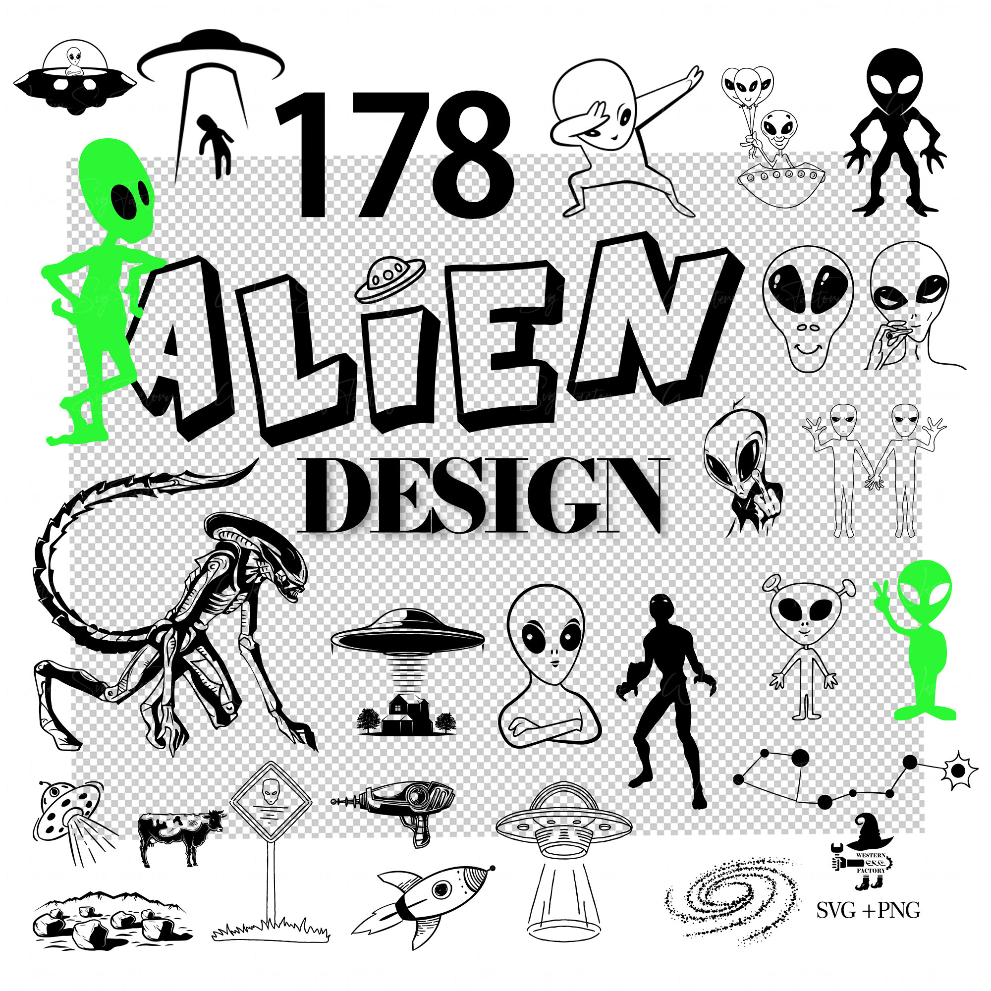 Alien Design - 178 Alien SVG, Alien Head, Alien SVG, Alien Face, UFO ...