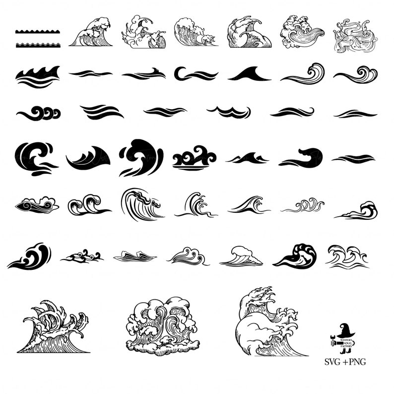 Ocean Waves Design - Ocean Waves Svg, Waves Svg, Waves Tattoo Design ...