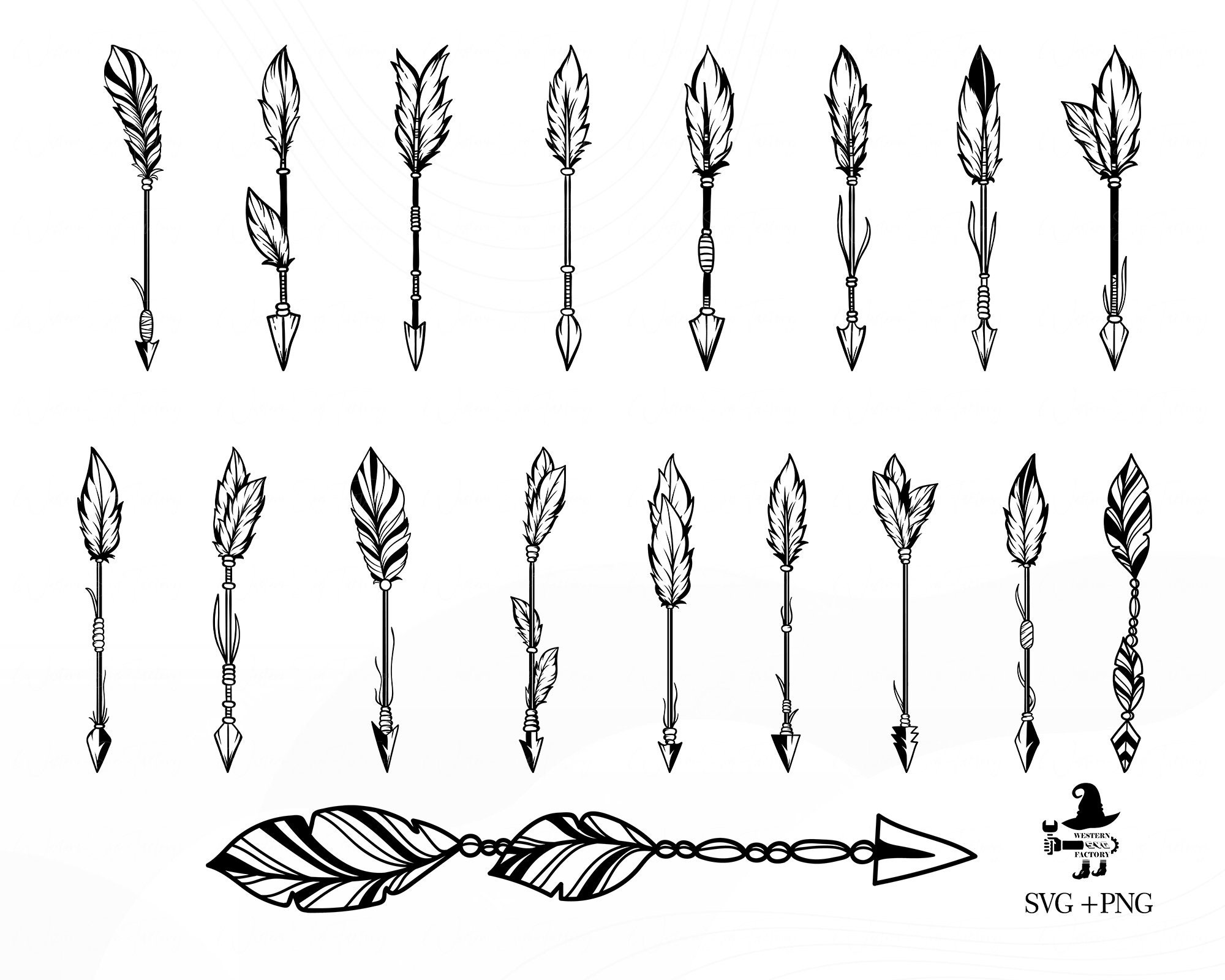 Arrow SVG, Decorative Arrows Svg, Boho Arrow Clipart, Hand Drawn Arrow ...