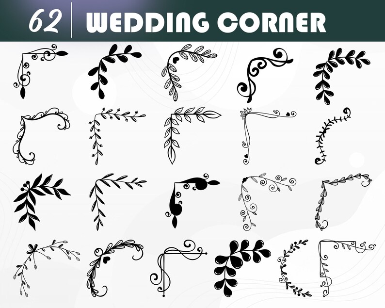 Wedding Corner SVG - Corner Svg, Heart Corner Svg, Corner Clipart, Leaf ...