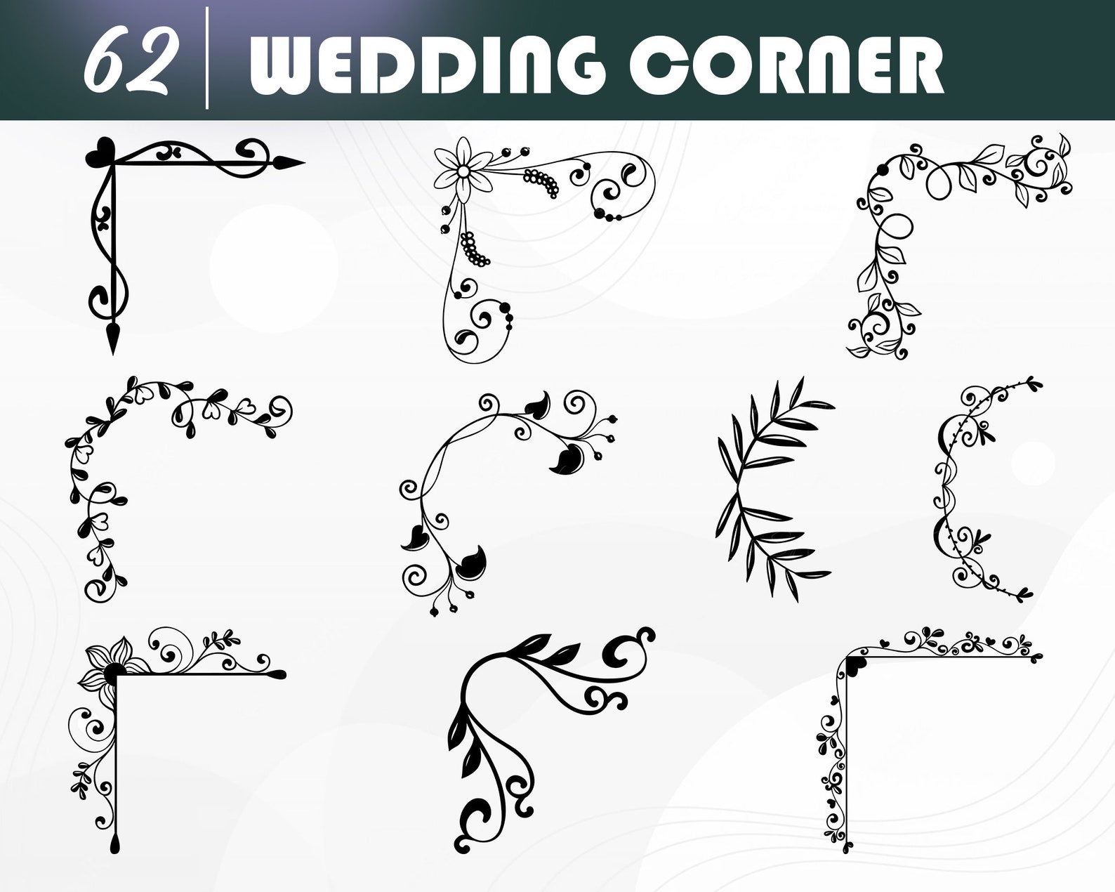 Wedding Corner SVG Corner Svg, Heart Corner Svg, Corner Clipart, Leaf ...