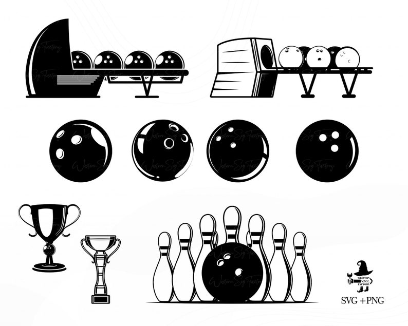 Bowling Collection Set- Bowling Svg, Bowling Silhouette, Bowling ...