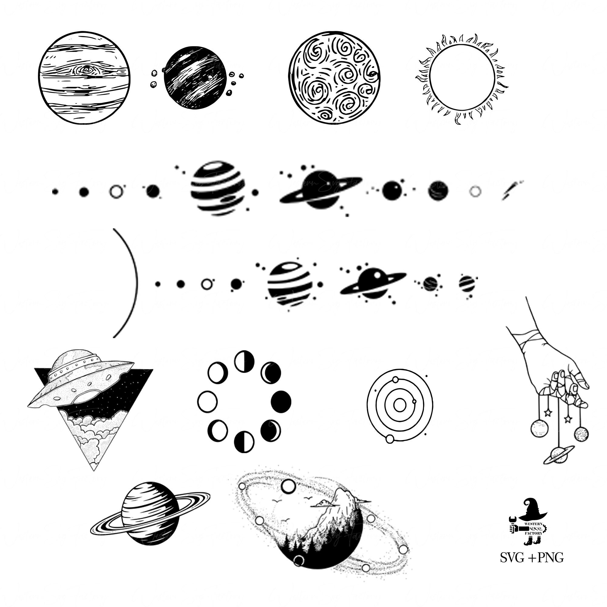 Planet Tattoo Design - Planet Svg, Solar System, Saturn Planet, Planets ...