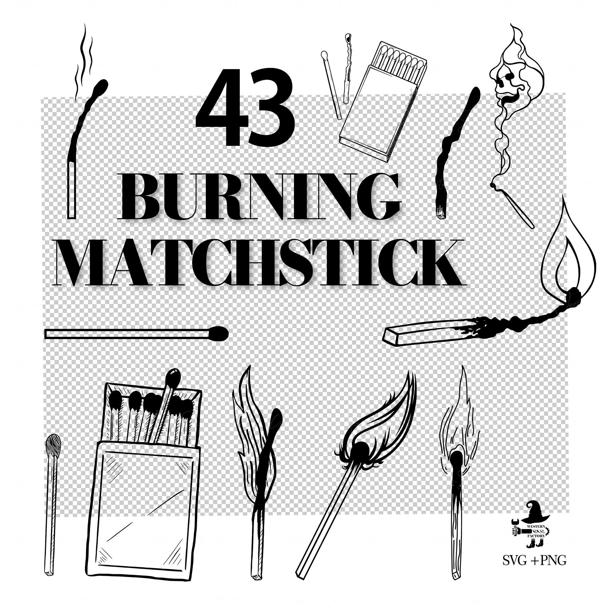 Burning Matchstick SVG - Match Svg, Matches Svg, Matchbox Svg, Match Tattoo Design, Match ...