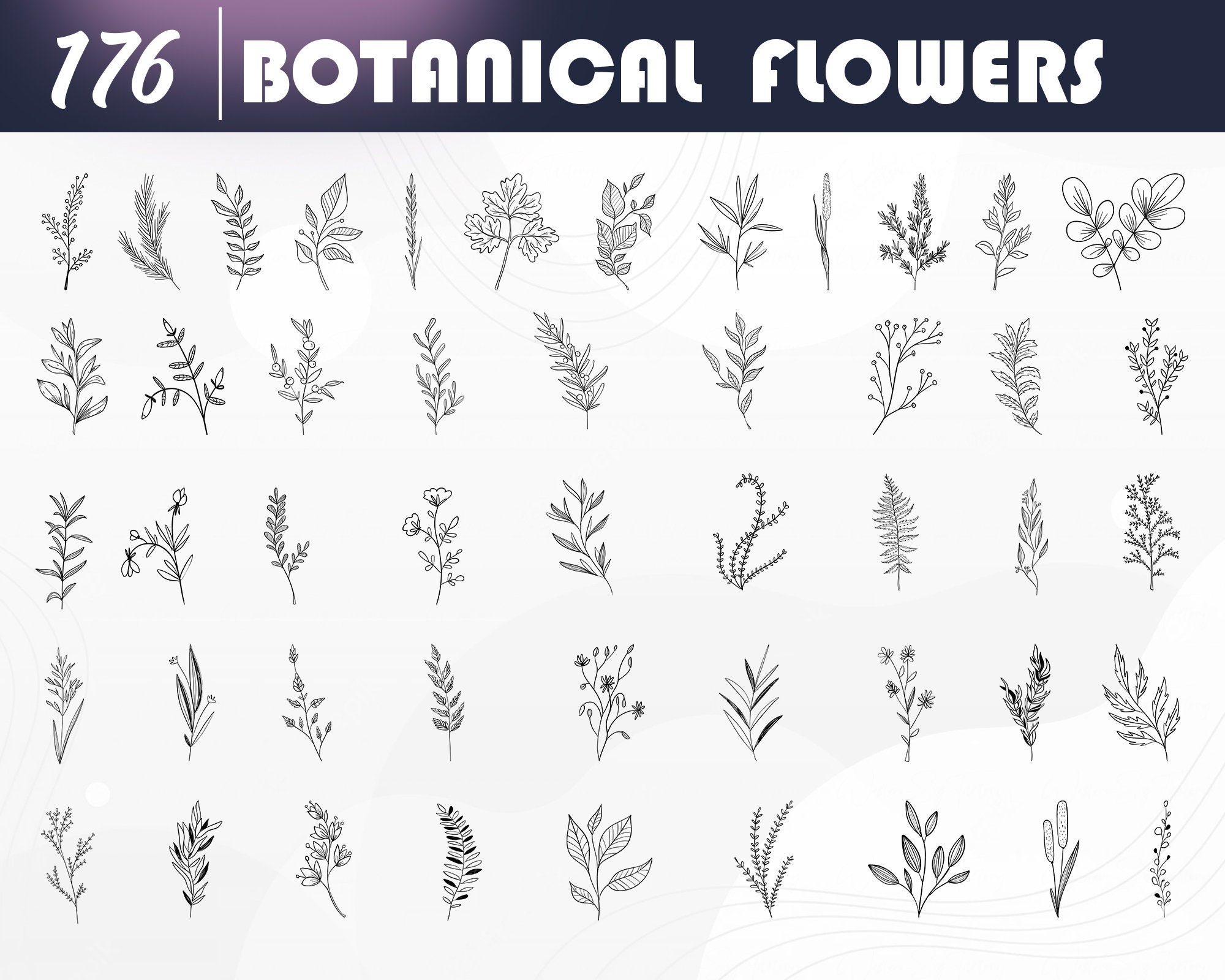 Botanical Flowers SVG - Flower Svg, Botanical Clipart, Floral Svg ...