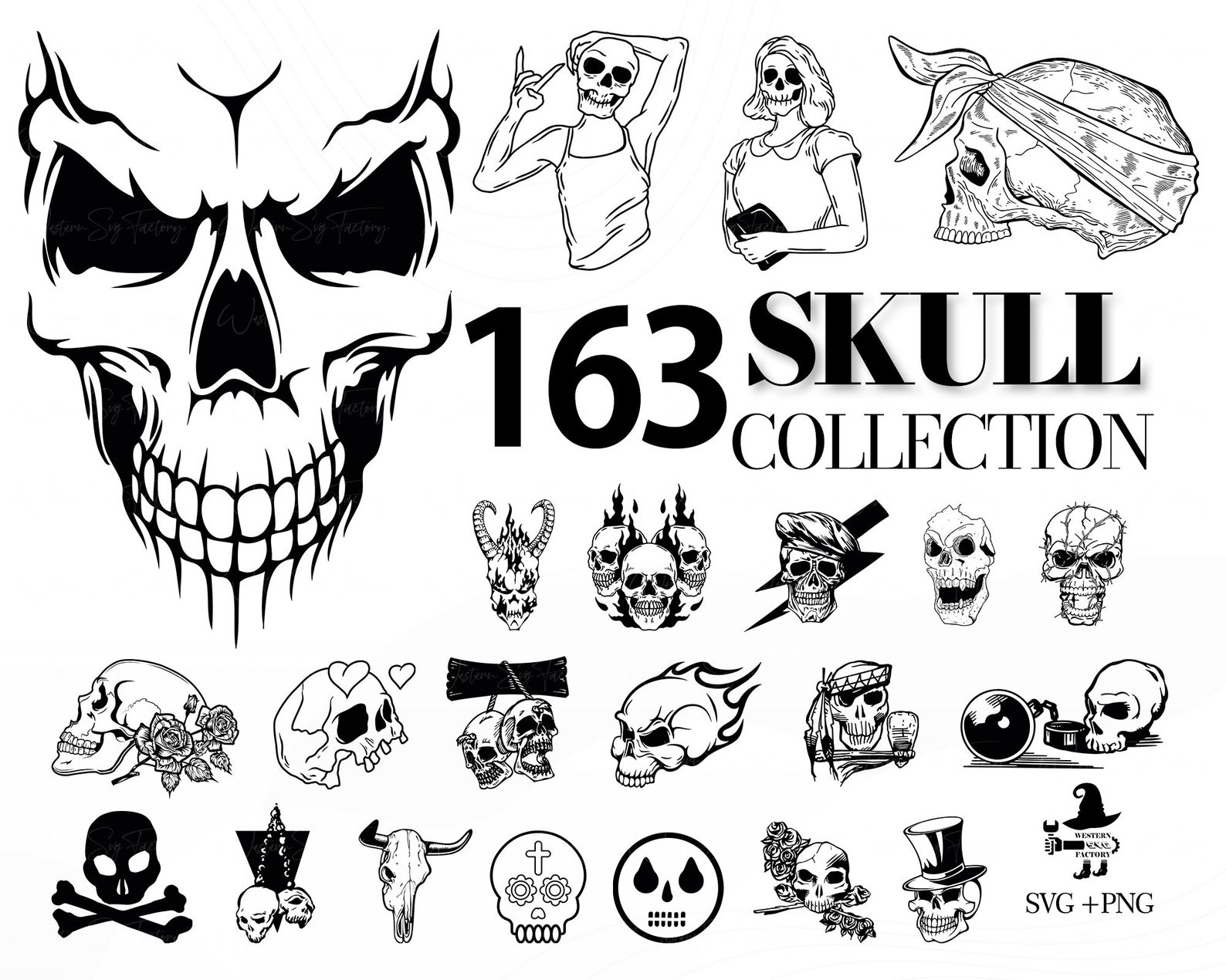 Skull Collection SVG - Skul Svg, Skull Design, Skull Clipart, Skull ...