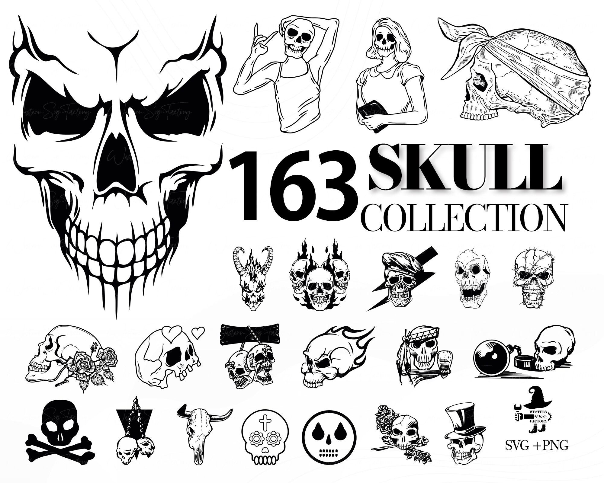 Skull Collection SVG - Skul Svg, Skull Design, Skull Clipart, Skull ...