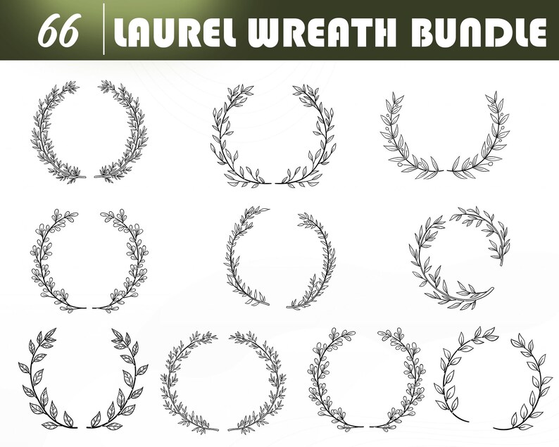 Laurel Wreath SVG - 66 Wreath Svg Bundle, Wreath Svg, Wreath Clipart ...