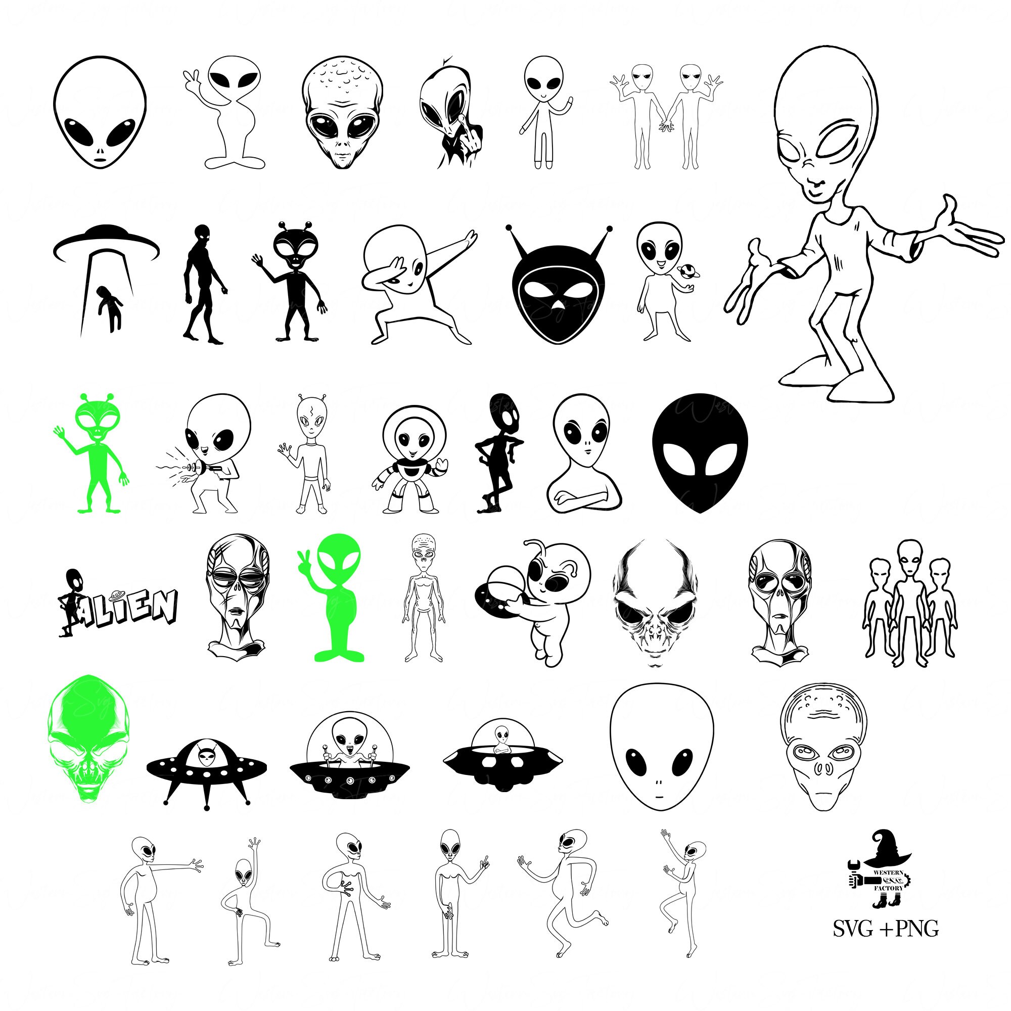 Alien Design - 178 Alien SVG, Alien Head, Alien SVG, Alien Face, UFO ...