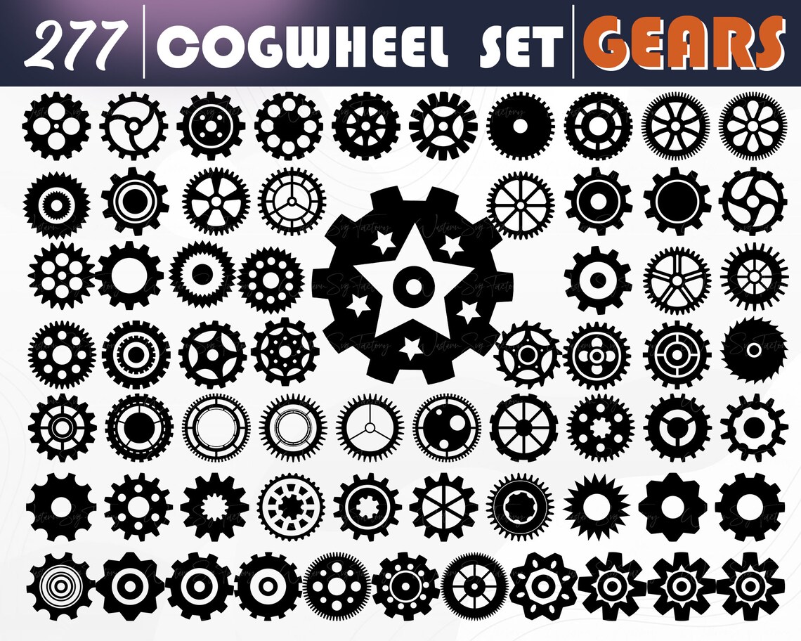 Cogwheel Set - Gears Svg, Gears Clipart, Gear Silhouette, Gear Svg ...