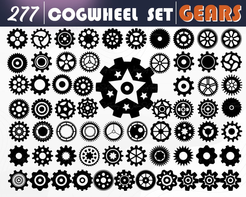 Cogwheel Set - Gears Svg, Gears Clipart, Gear Silhouette, Gear Svg ...