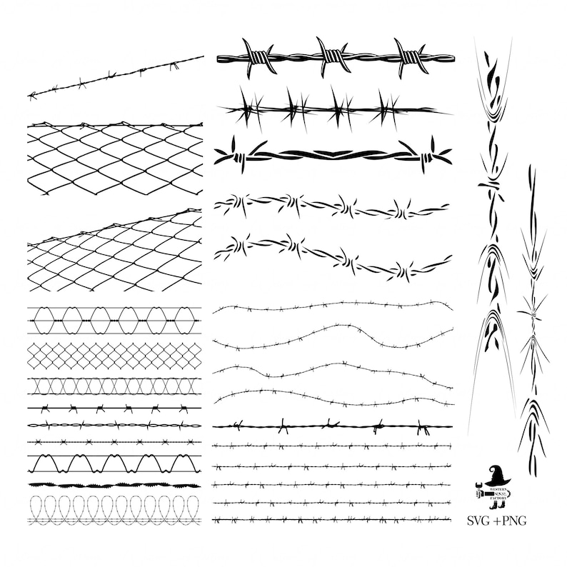 Barbed Wire Design - Barbed Wire Svg, Barbed Heart Svg, Barbed Wire ...