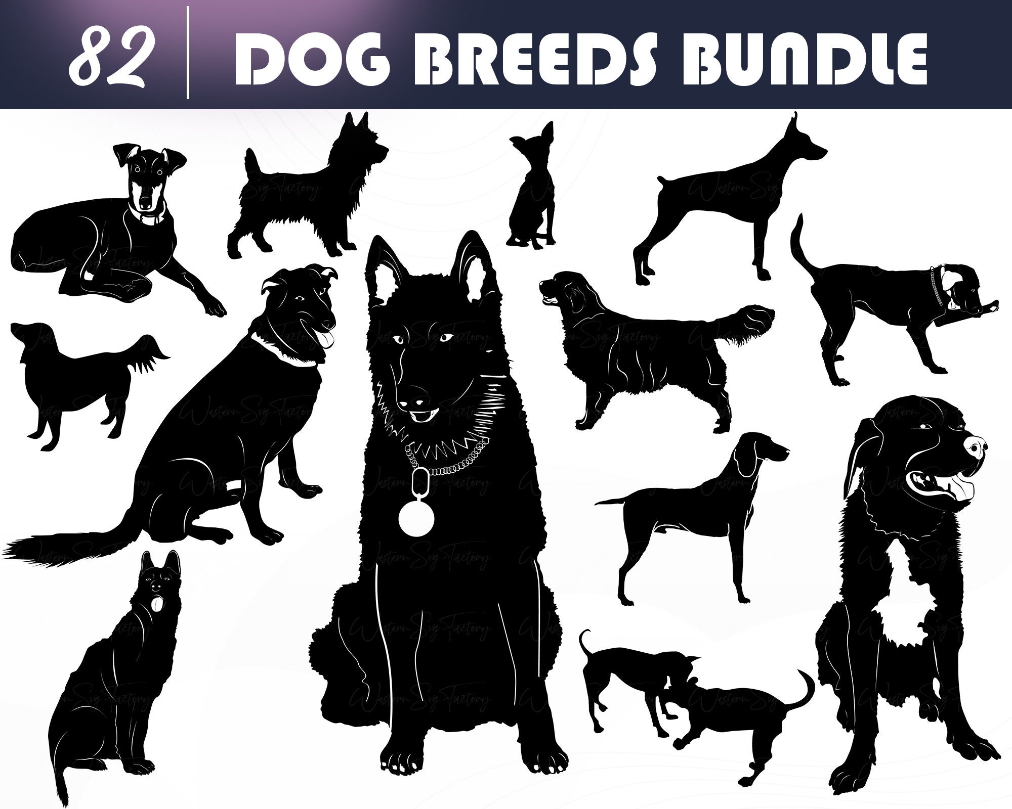 Dog Breeds Bundle - 82 Dog Breed Svg, Dog Svg, Dog Silhouette, Dog ...