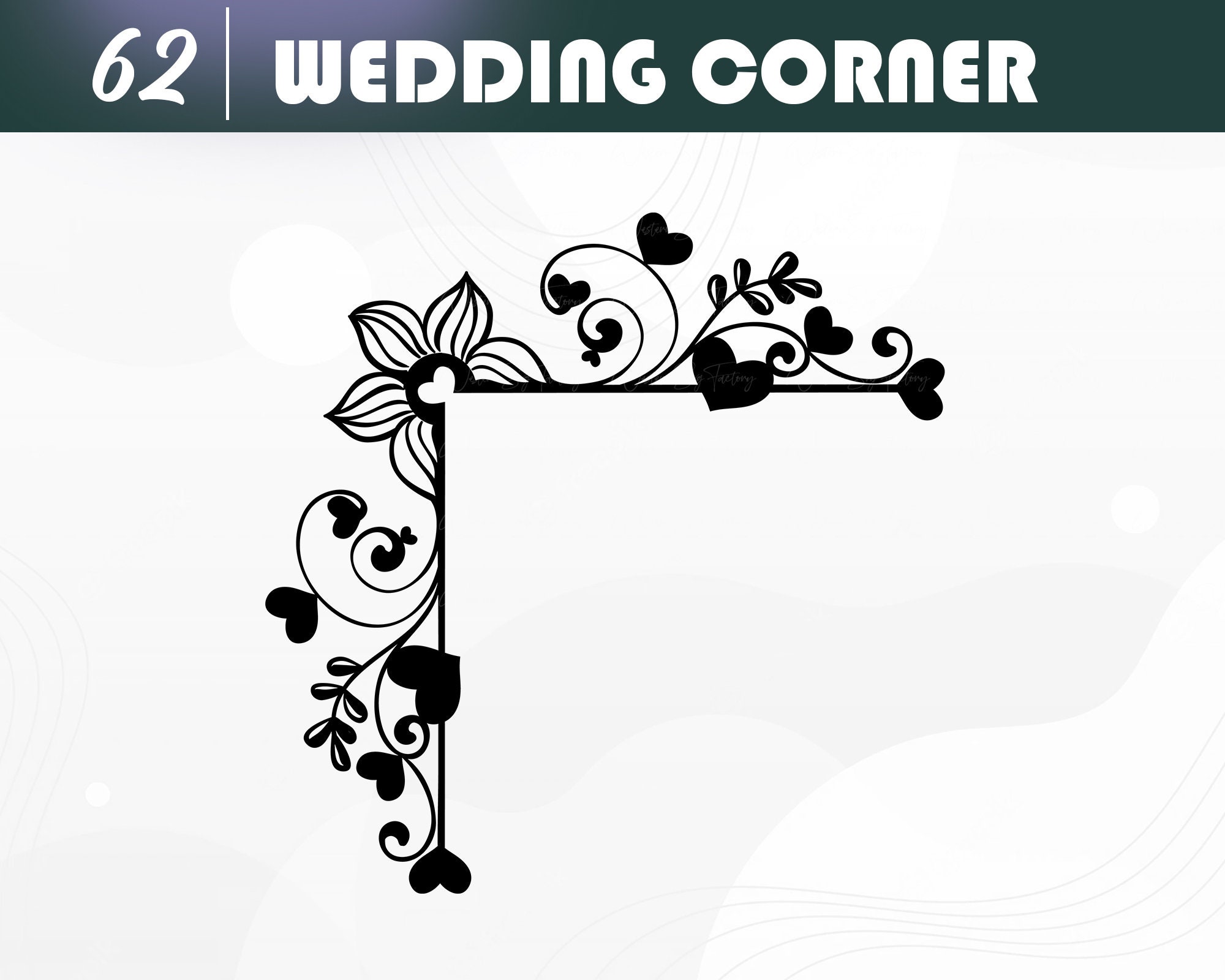 Wedding Corner SVG - Corner Svg, Heart Corner Svg, Corner Clipart, Leaf ...