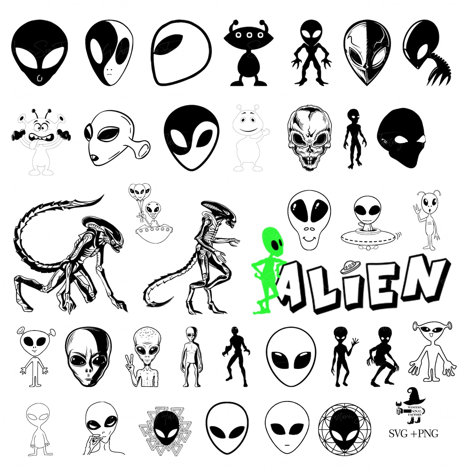 Alien Design - 178 Alien SVG, Alien Head, Alien SVG, Alien Face, UFO ...
