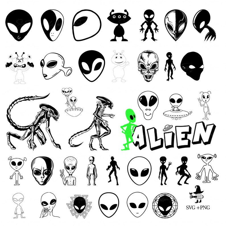 Alien Design - 178 Alien SVG, Alien Head, Alien SVG, Alien Face, UFO ...