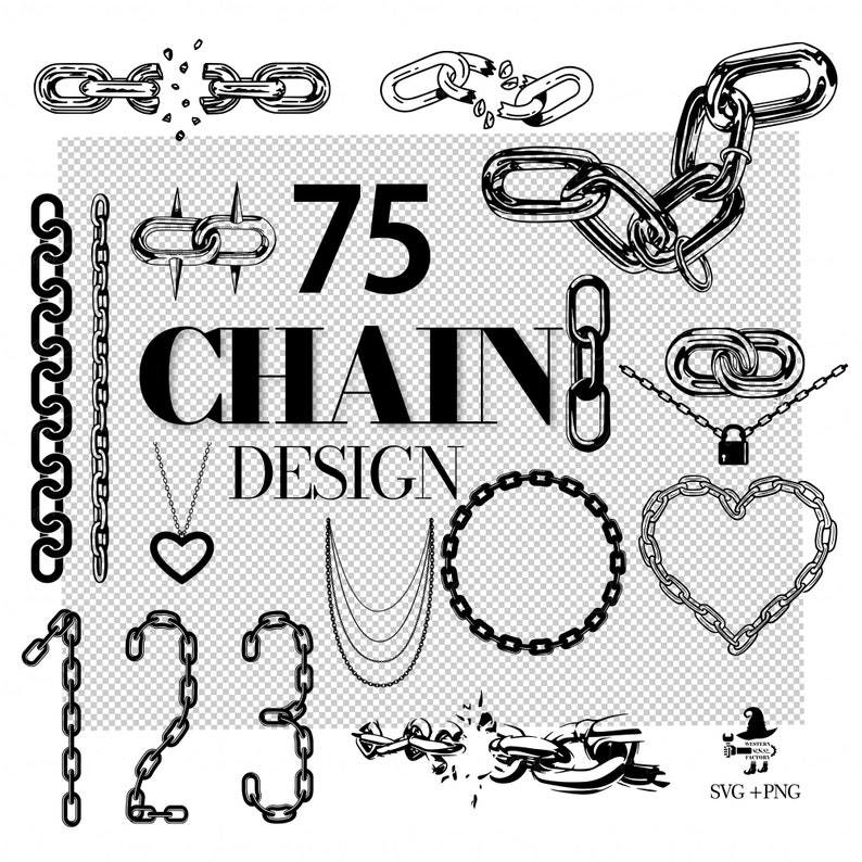 Chain Design, Chain Svg, Chain Silhouette, Chain Clipart, Chain Tattoo ...