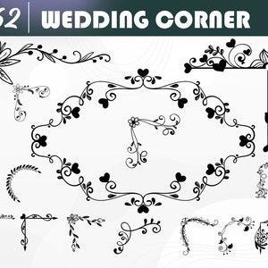 Wedding Corner SVG - Corner Svg, Heart Corner Svg, Corner Clipart, Leaf ...