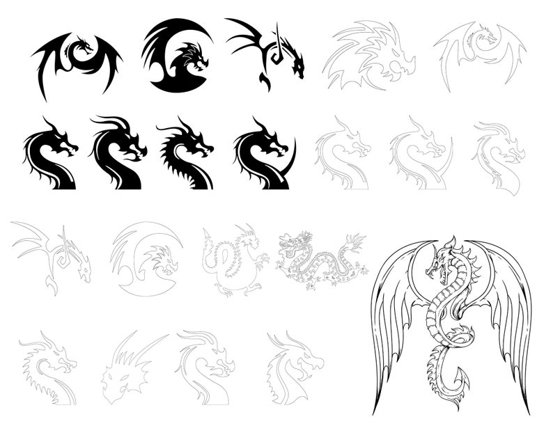 Dragon Design, Dragon Svg, Dragon Silhouette, Dragon Tattoo, Tribal ...
