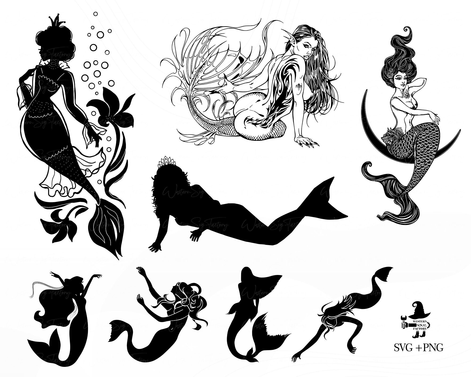 Mermaid Collection Mermaid Svg Sexy Mermaid Mermaid Silhouette Mermaid Princess Mermaid