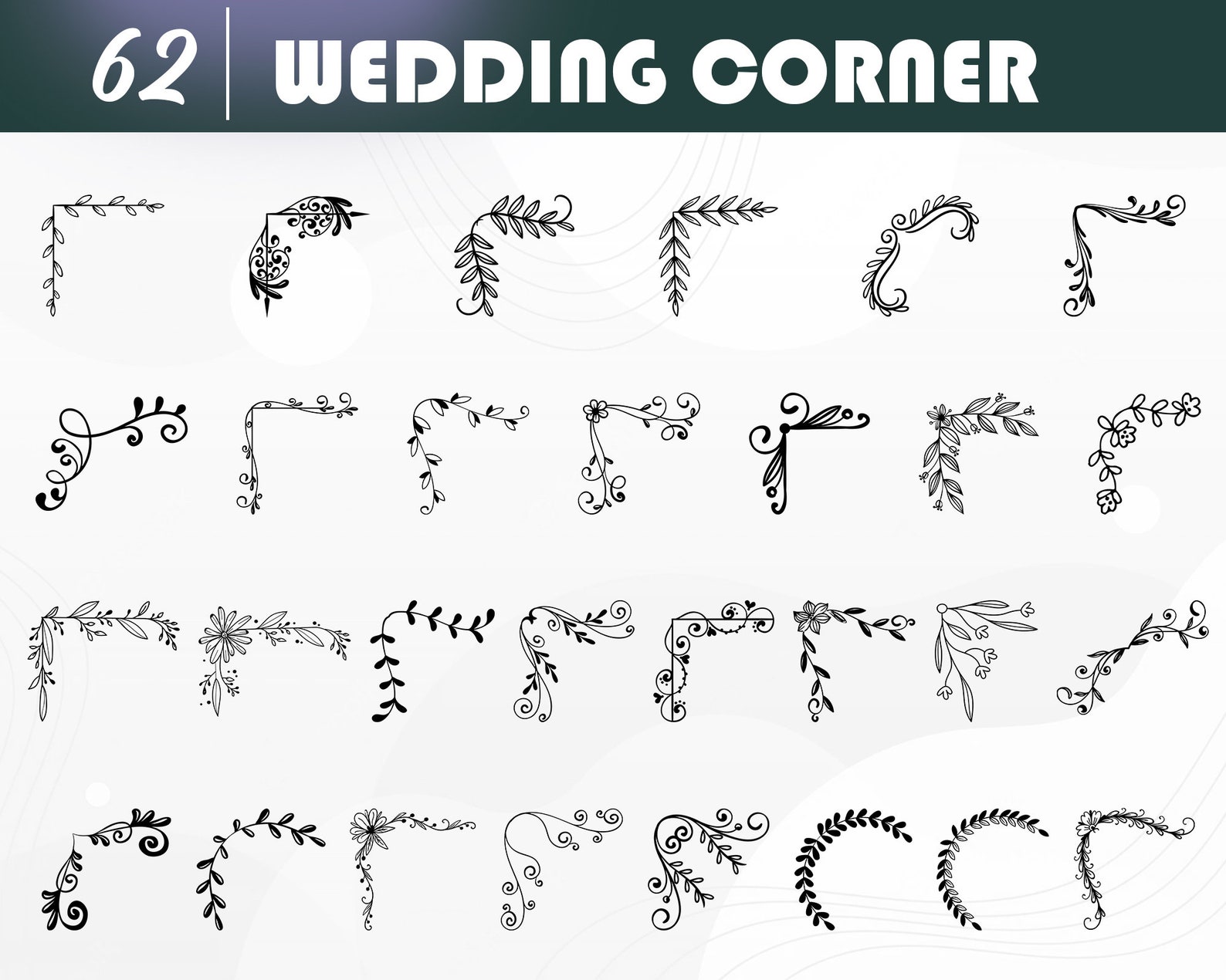 Wedding Corner SVG Corner Svg, Heart Corner Svg, Corner Clipart, Leaf ...