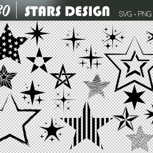 Stars Design SVG - 30 Stars SVG, Stars Silhouette, Stars Svg, Sparkle ...