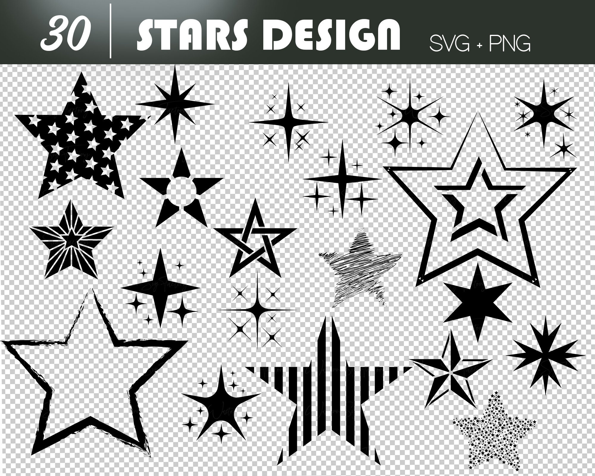 Stars Design SVG - 30 Stars SVG, Stars Silhouette, Stars Svg, Sparkle Stars SVG, Star Svg, Star ...