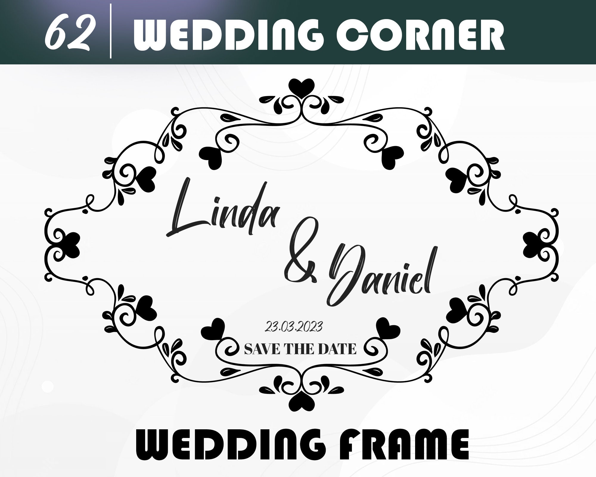 Wedding Corner SVG Corner Svg, Heart Corner Svg, Corner Clipart, Leaf ...