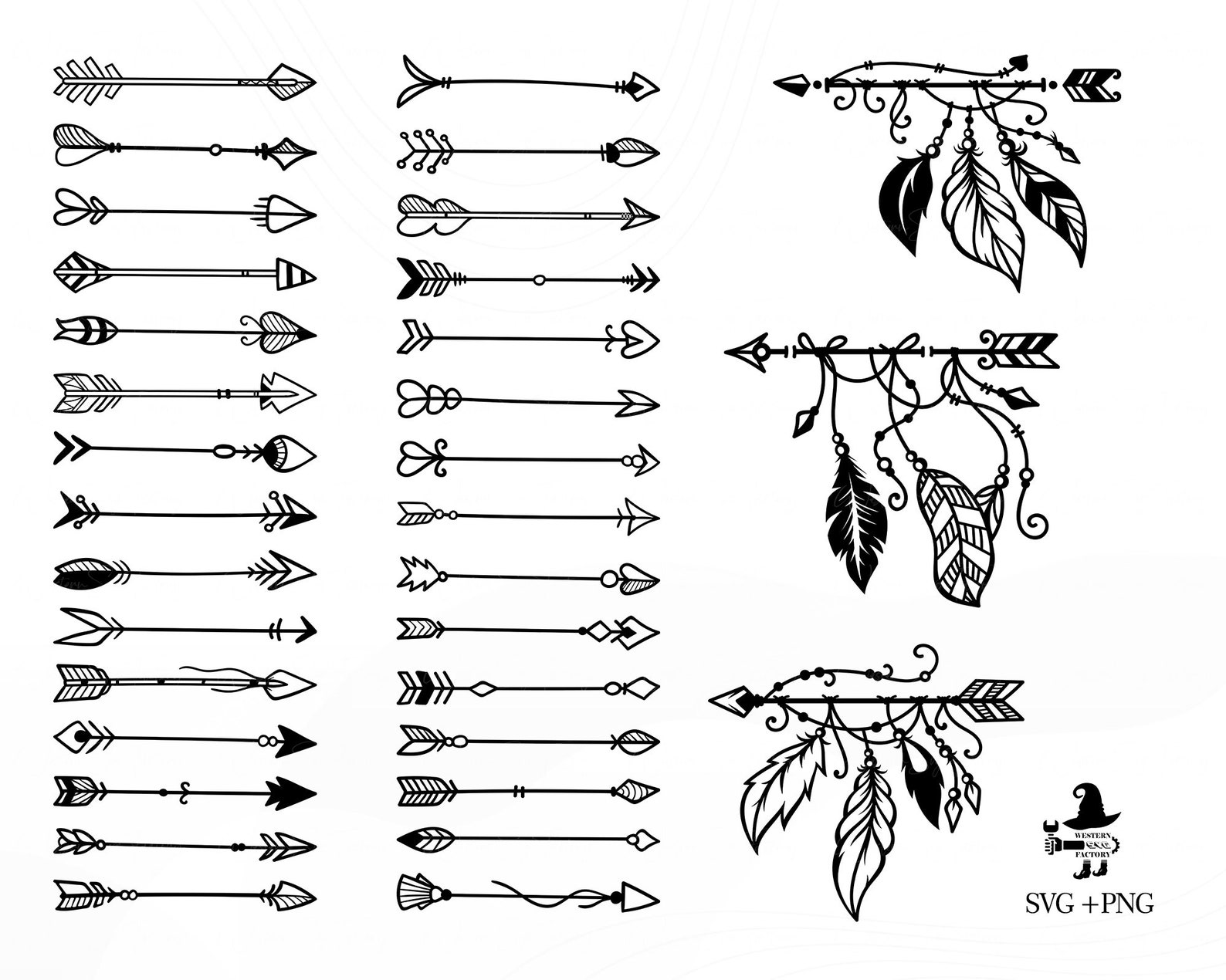 Arrow SVG, Decorative Arrows Svg, Boho Arrow Clipart, Hand Drawn Arrow ...