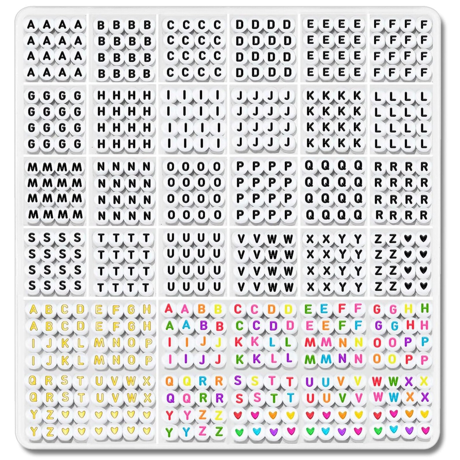 2100 Pcs Alphabet Letter Beads for Bracelet Making. Round White Black ...