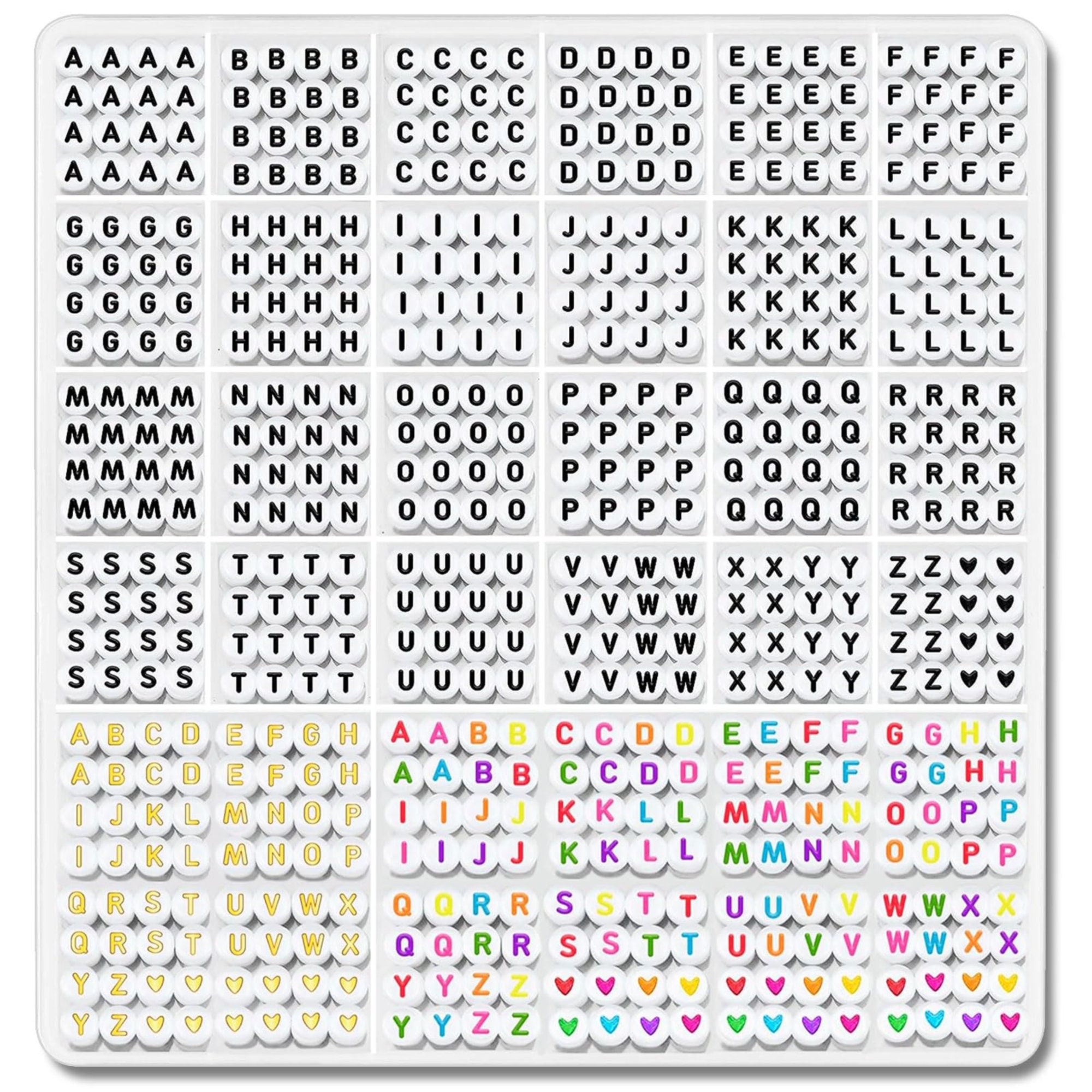 2100 Pcs Alphabet Letter Beads for Bracelet Making. Round White Black ...