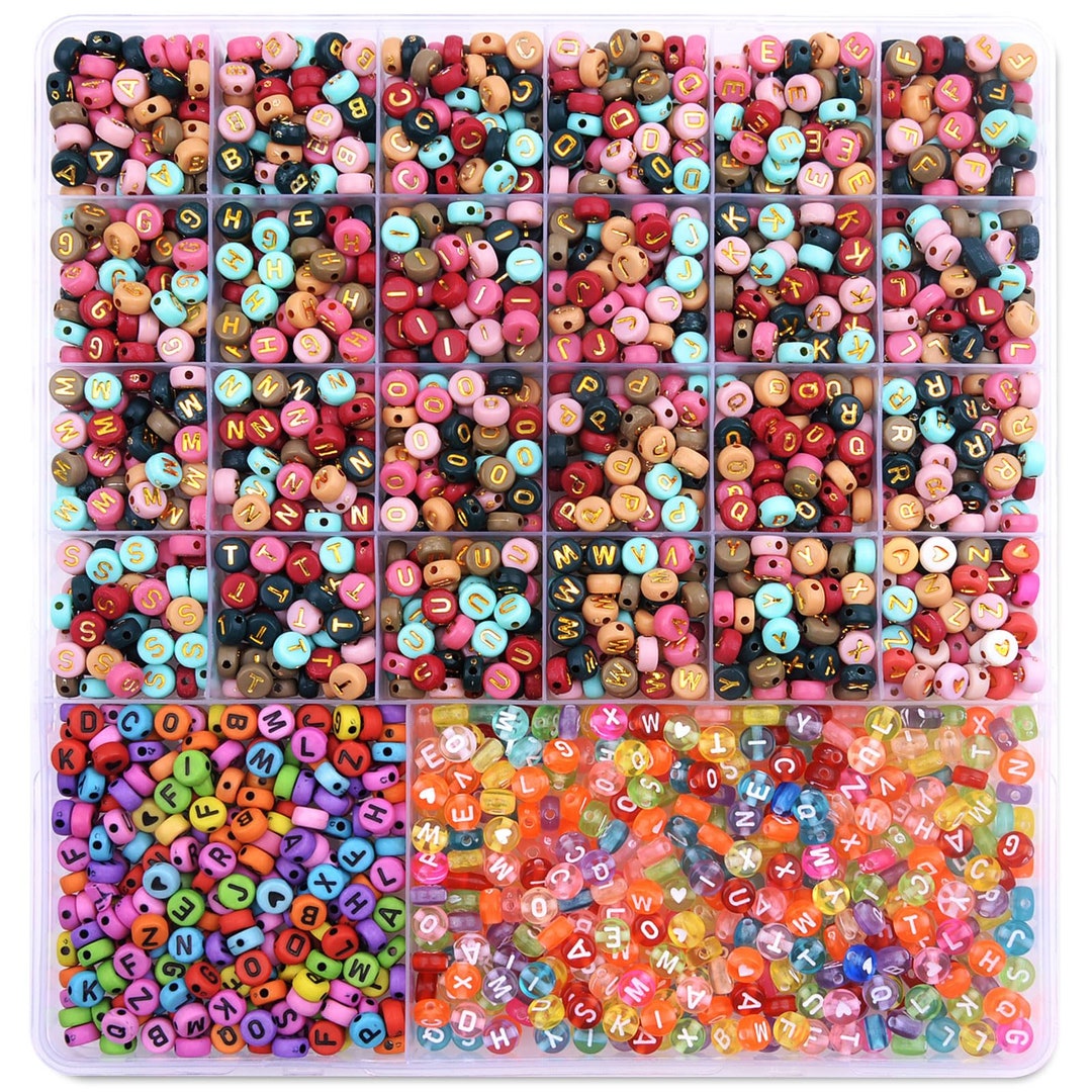 Colorful Alphabet Letter Beads for Bracelet Making. 2100 Pcs Bulk Beads ...