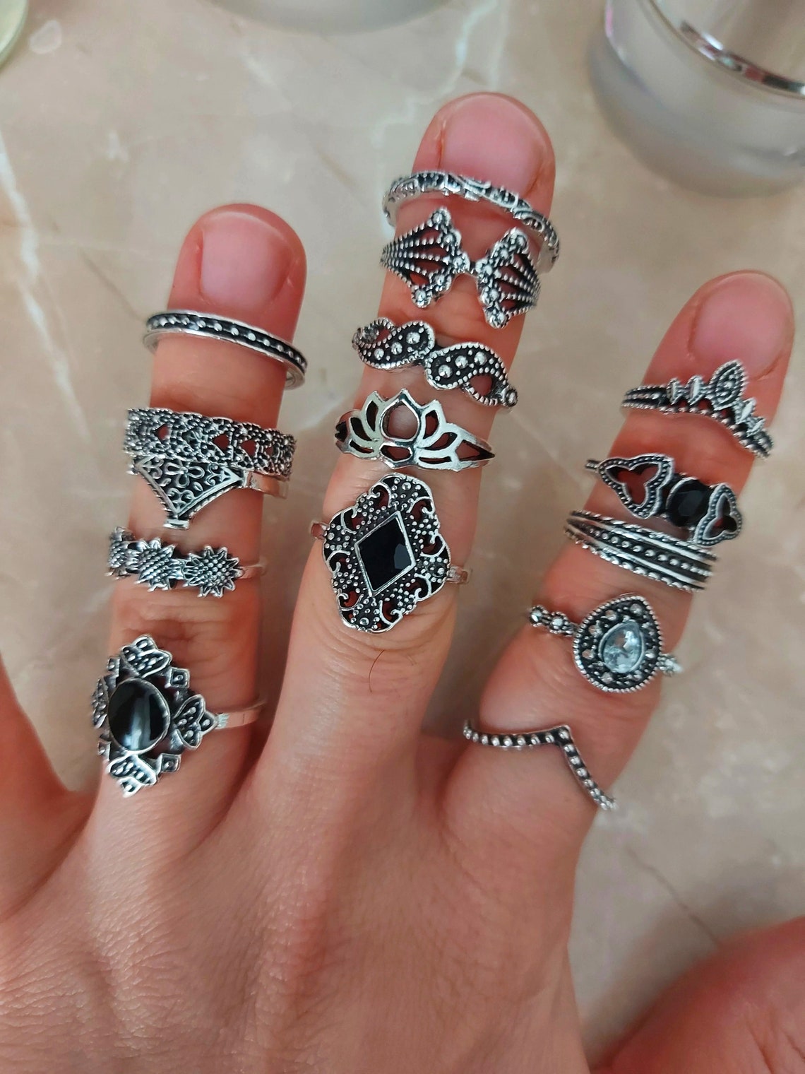 Vintage Boho Ring Set 15pcs Rings, Vintage Ring Set, Boho Ring Set ...