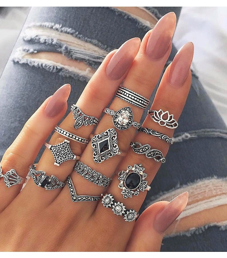 Vintage Boho Ring Set 15pcs Rings, Vintage Ring Set, Boho Ring Set ...