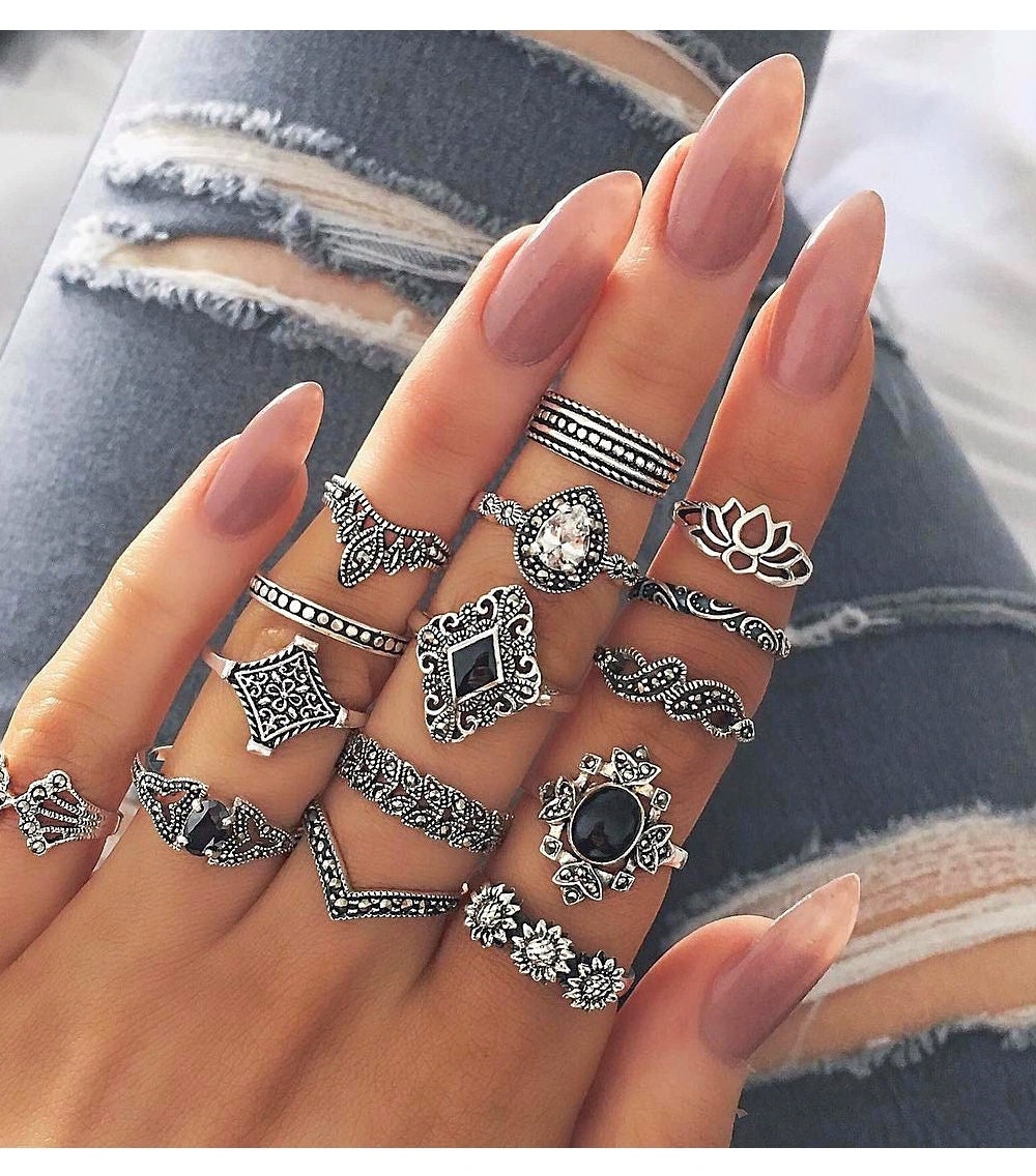 Vintage Boho Ring Set 15pcs Rings, Vintage Ring Set, Boho Ring Set ...