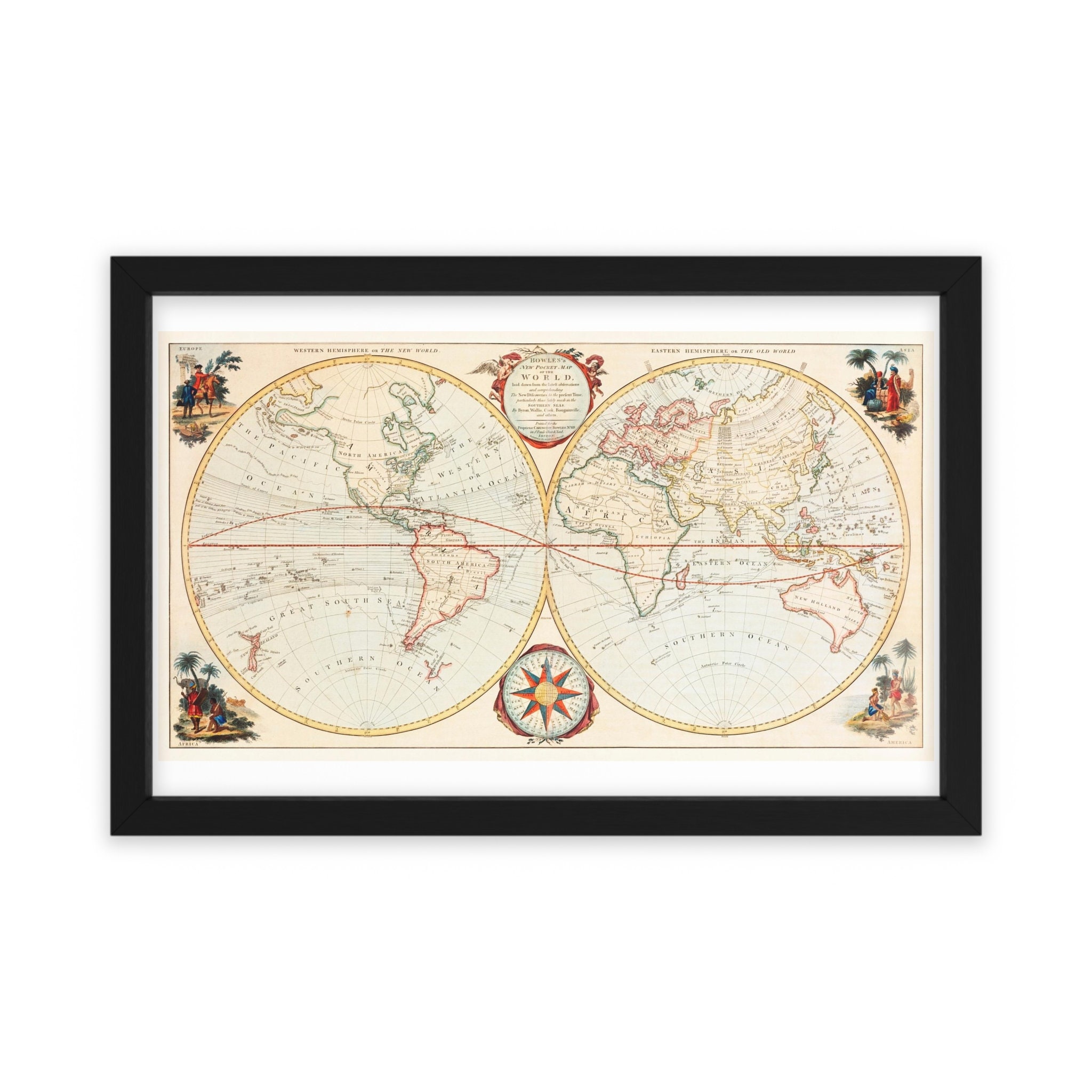 Bowles Vintage World Map 1791 Map Victorian Era World Map Bowles's New ...