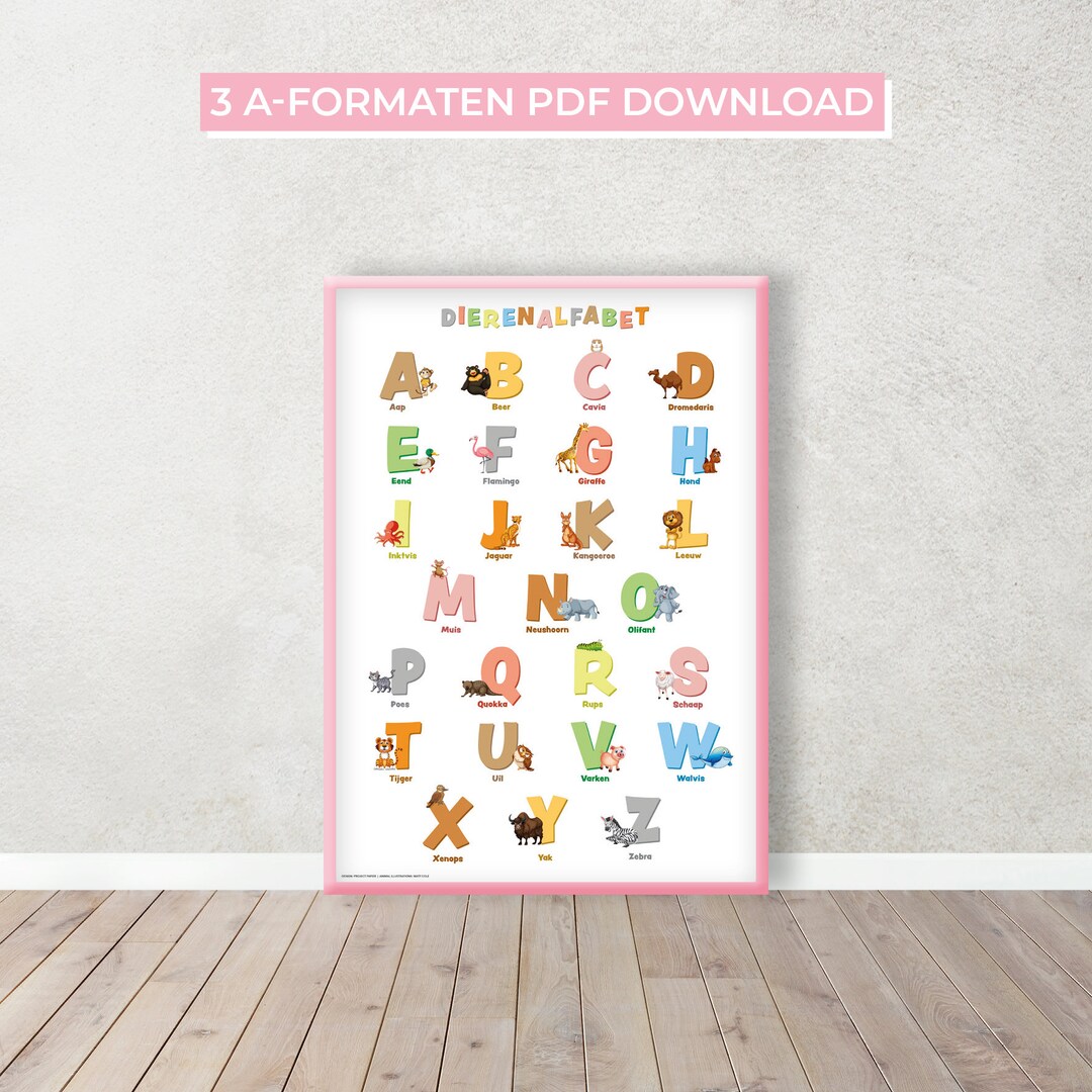 Animal Alphabet Dutch (A4, A3, A2) Printable + Bonus Coloring Page ...