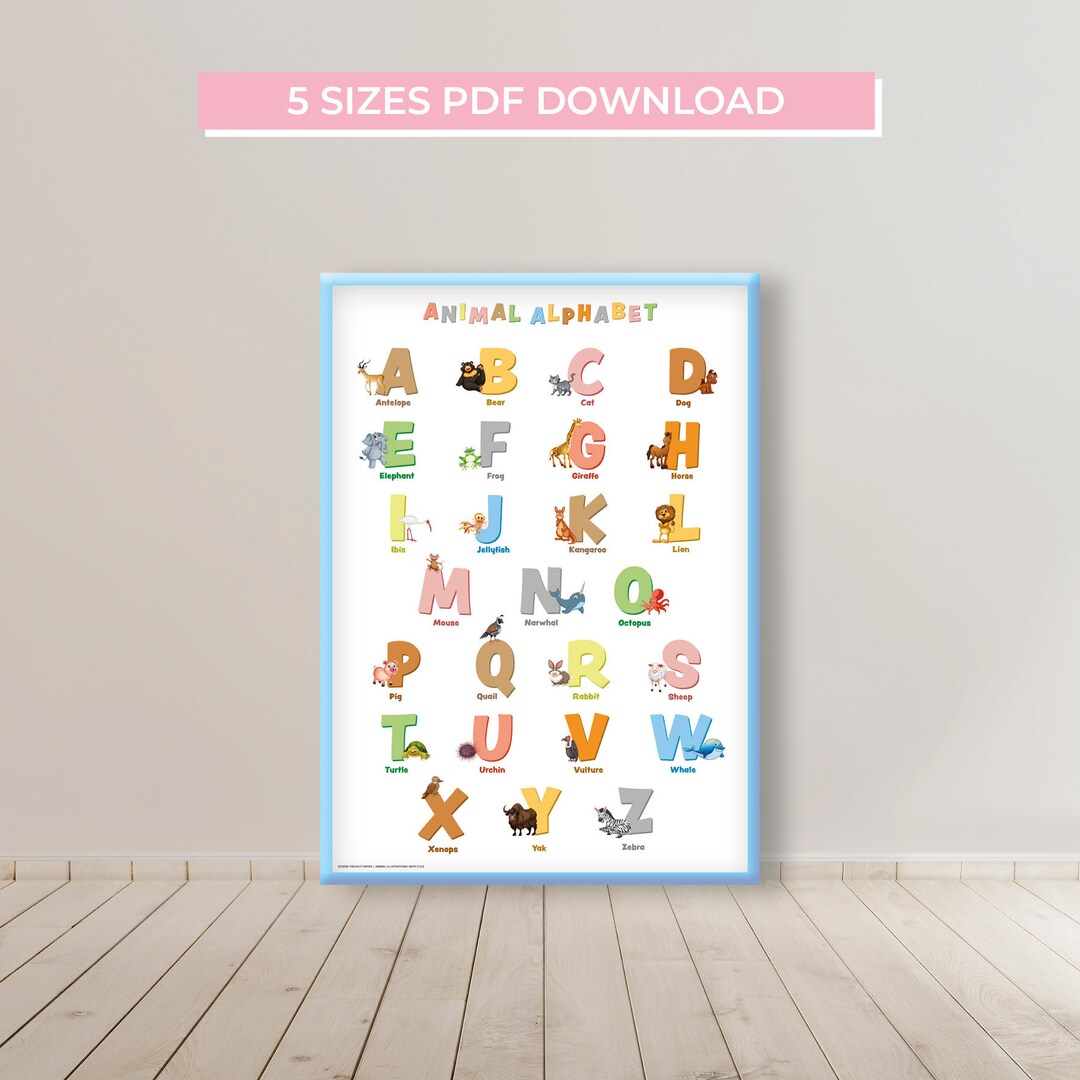 Animal Alphabet English (A4, A3, A2, US Letter, Tabloid) Printable ...