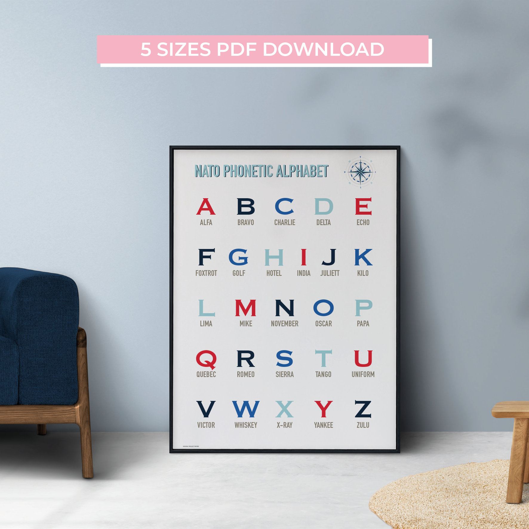 NATO Phonetic Alphabet Nautical (A4, A3, A2, US Letter, Tabloid ...