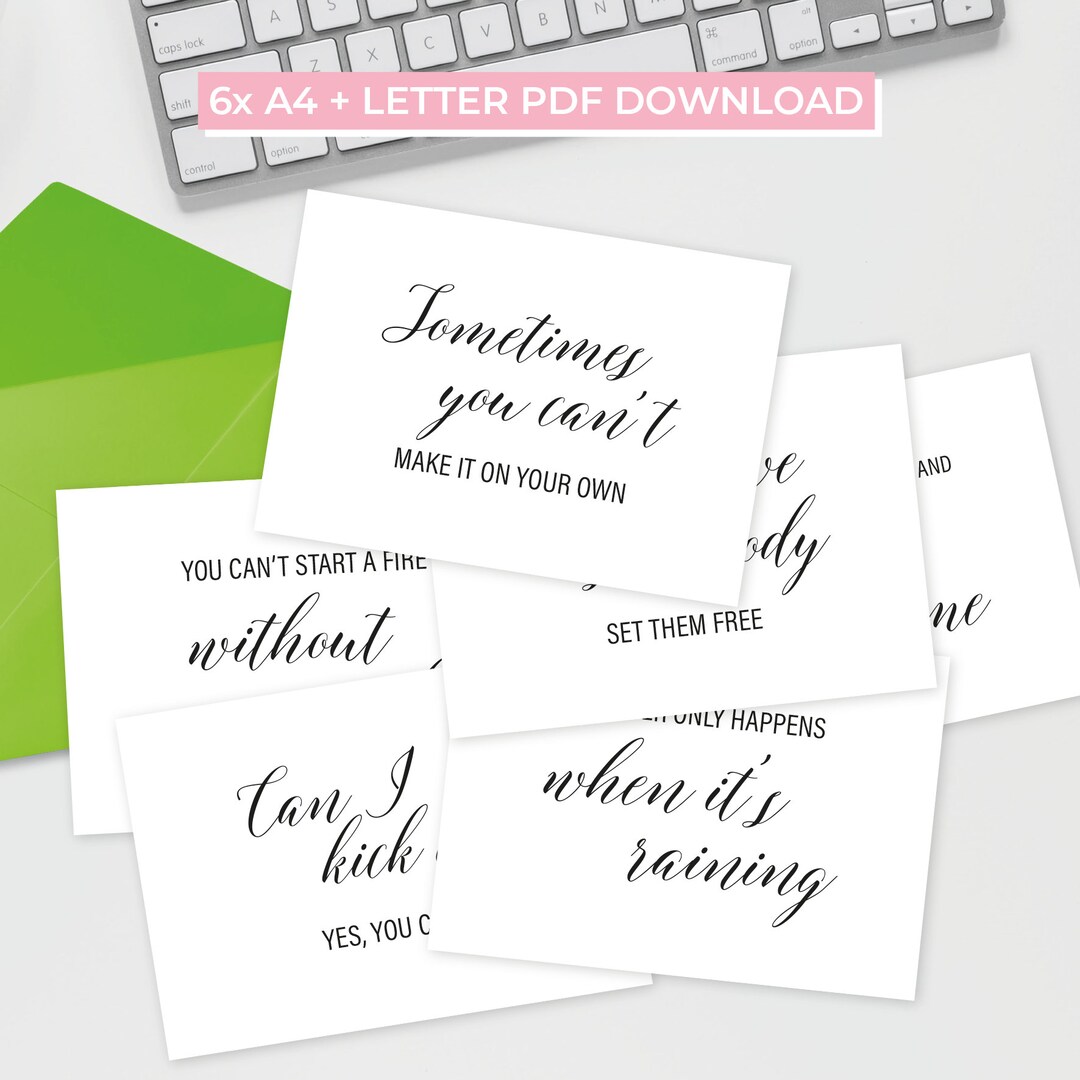 6 Printable Encouraging Lyrics Cards (a4–>a5) - 6 Printable Encouraging ...