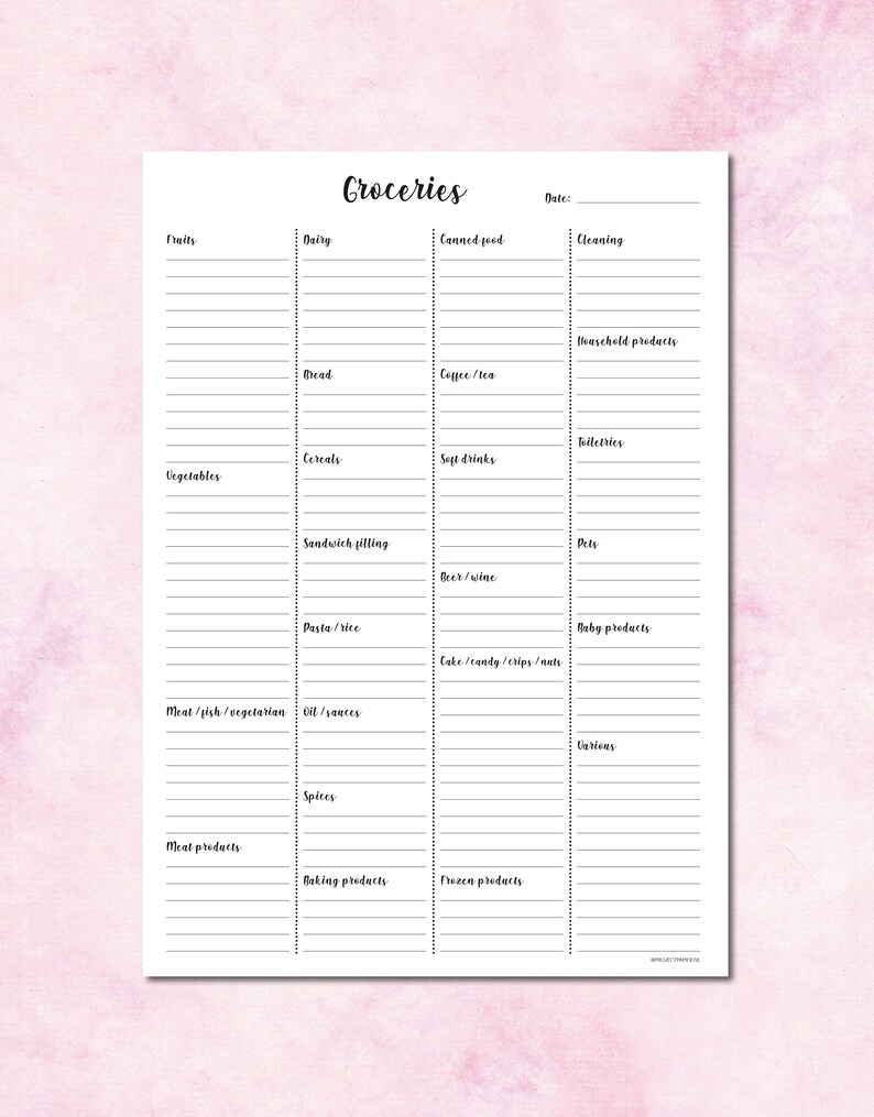Printable A4 Grocery List PDF - Printable Shopping List A4 - Convenient ...