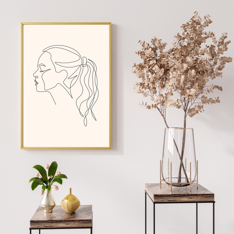 Set of Line Art Woman Silhouettes Print Female Line Art Printable Home ...