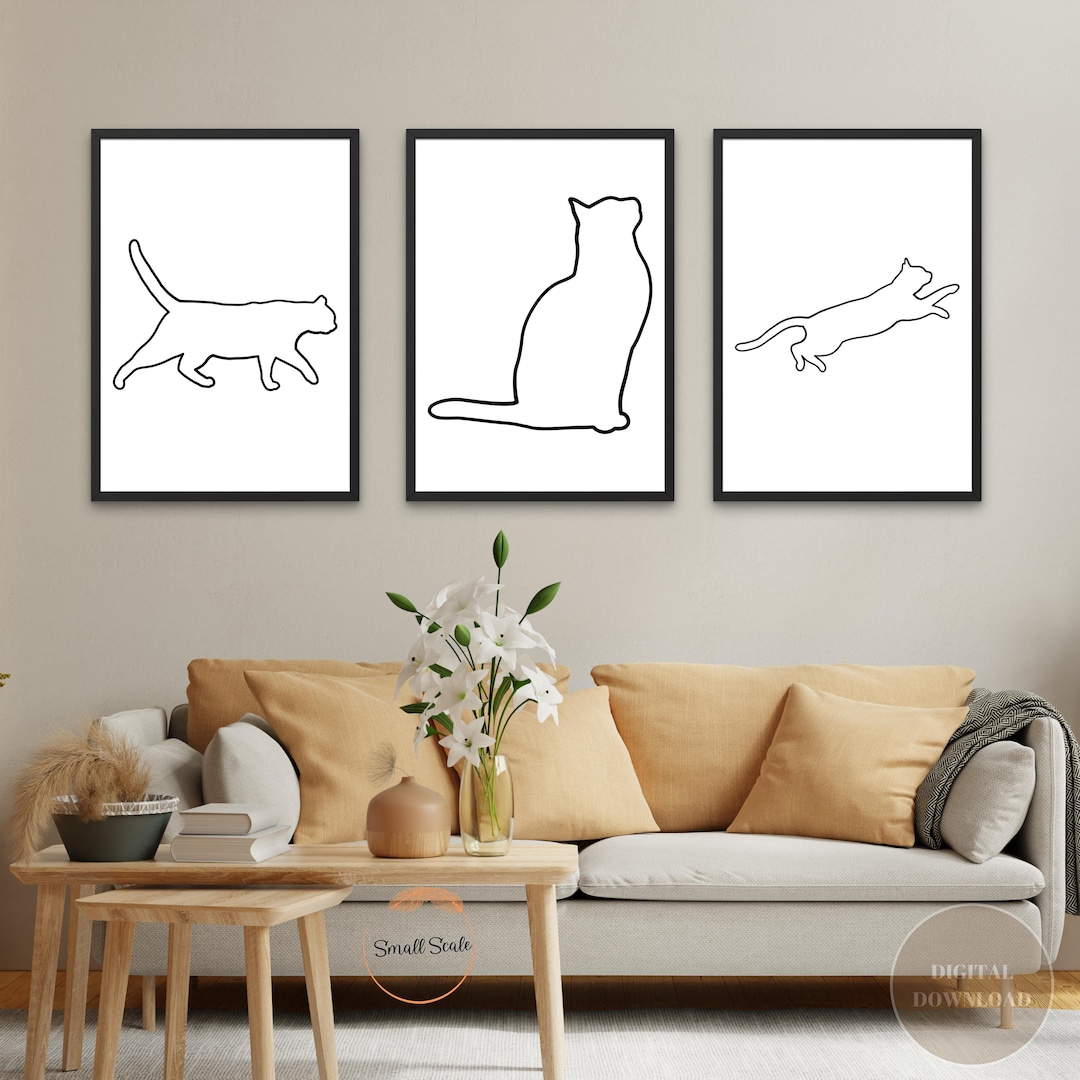 Cat Line Art - Cat Wall Art - Cat Art Print - Minimalist Cat Art - Cat ...