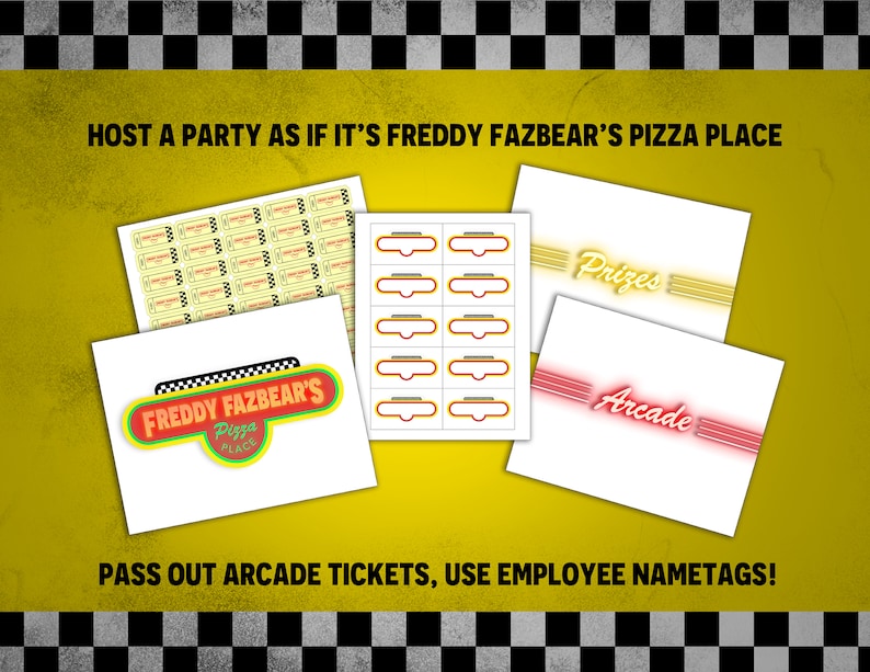 FNAF Party Printable Bundle - Freddy Fazbear's Pizza Box, Arcade ...