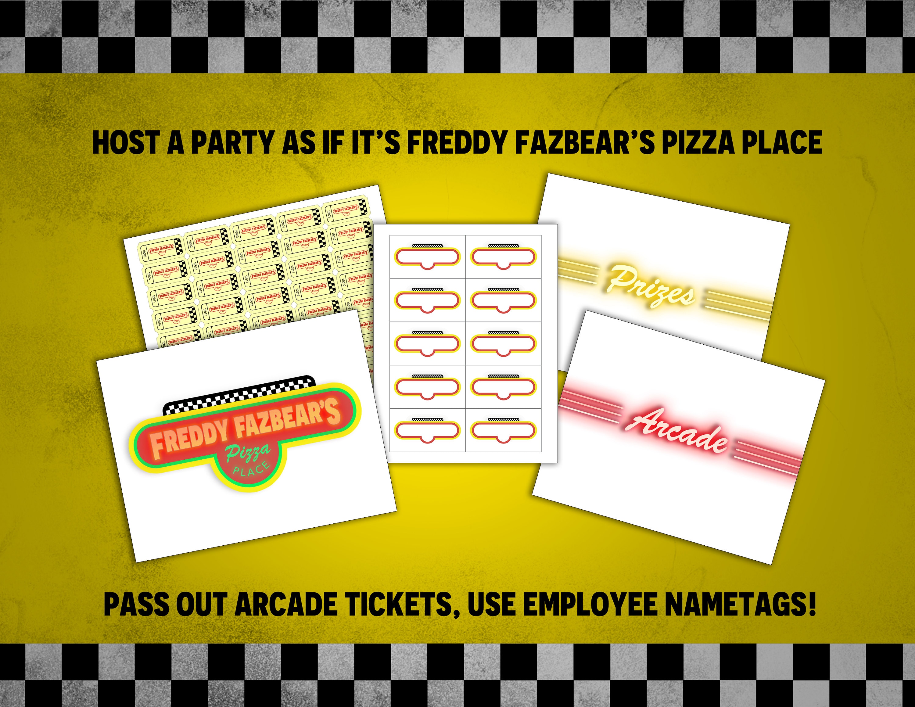 FNAF Party Printable Bundle - Freddy Fazbear's Pizza Box, Arcade ...