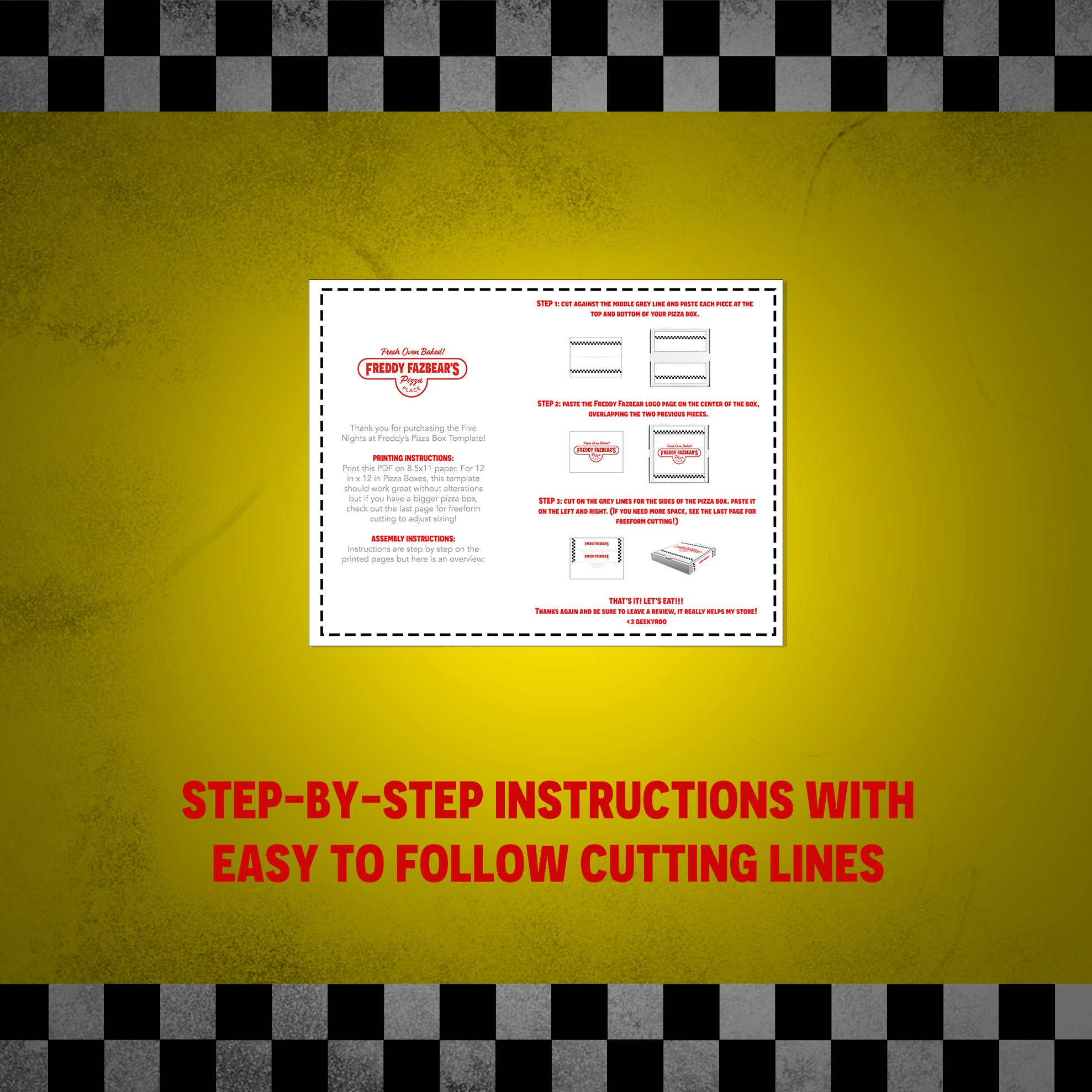 FNAF Party Printable Bundle Freddy Fazbear's Pizza Box, Arcade Tickets ...