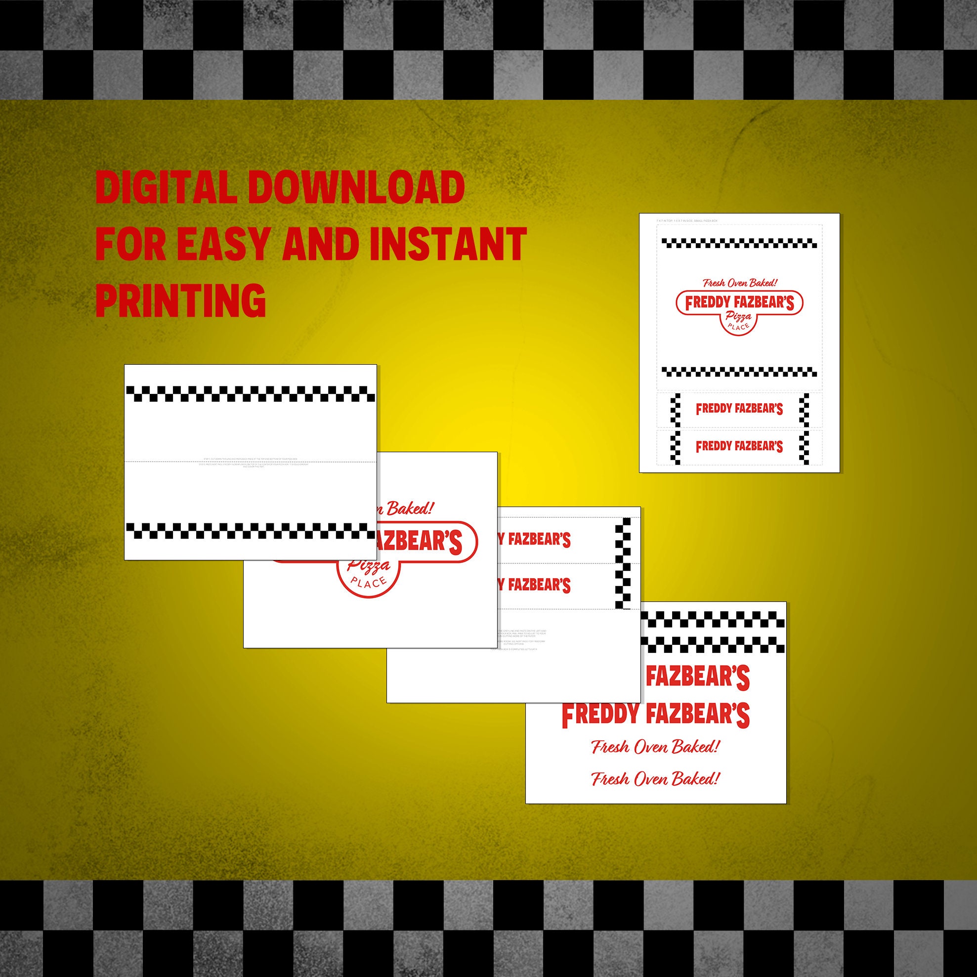 FNAF Party Printable Bundle - Freddy Fazbear's Pizza Box, Arcade ...